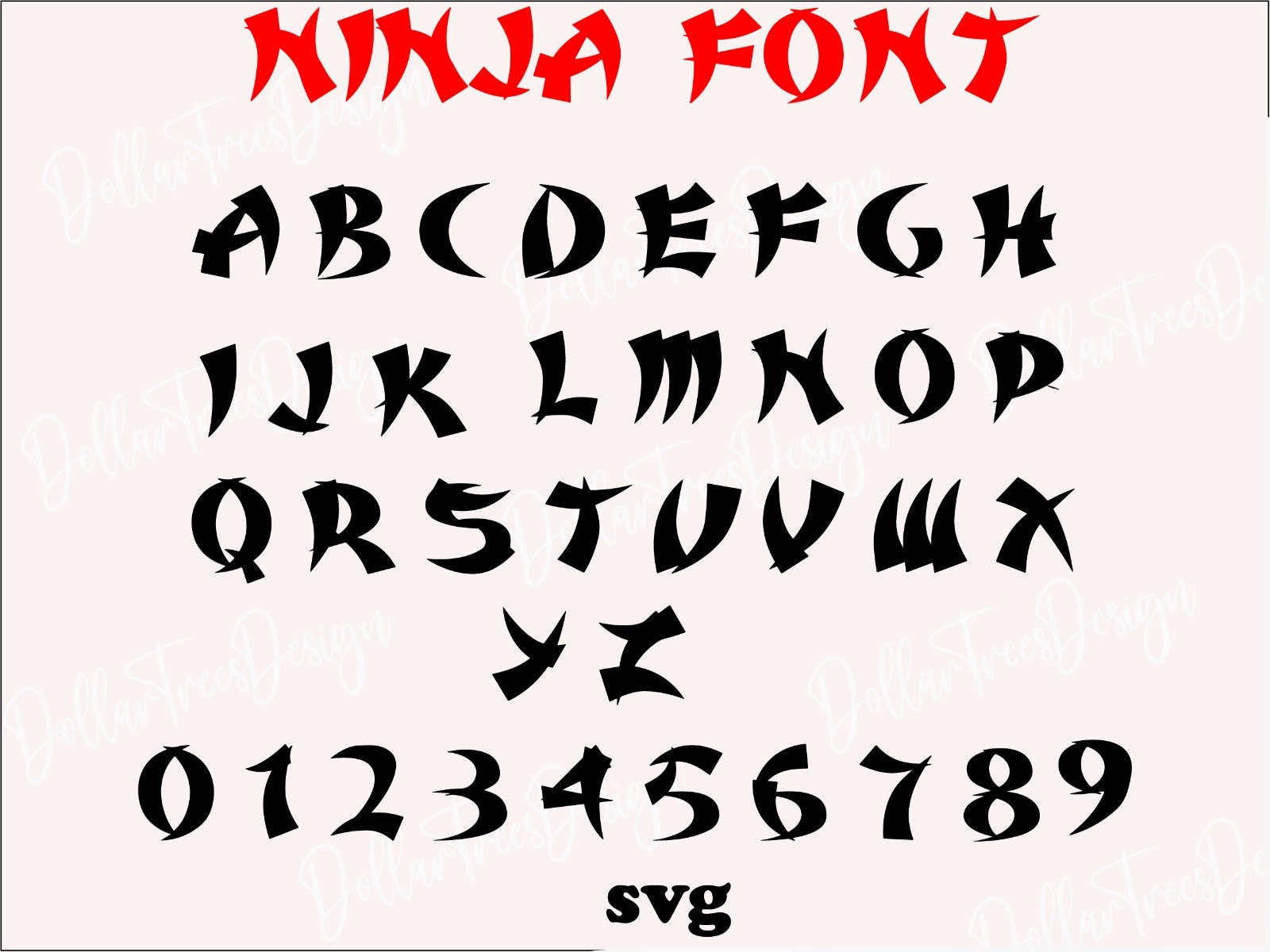 Ninja Font Monogram Clipart Ninja Bundle Digital Cut File for Cutting ...