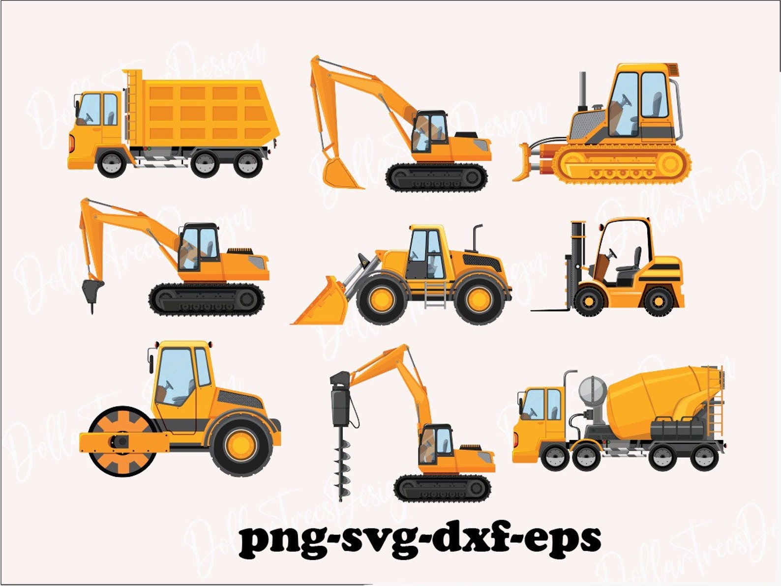 Bagger PNG, Baustellen-Svg-Bundle, Baumaschinen-Svg, Cricut Bagger-Svg ...
