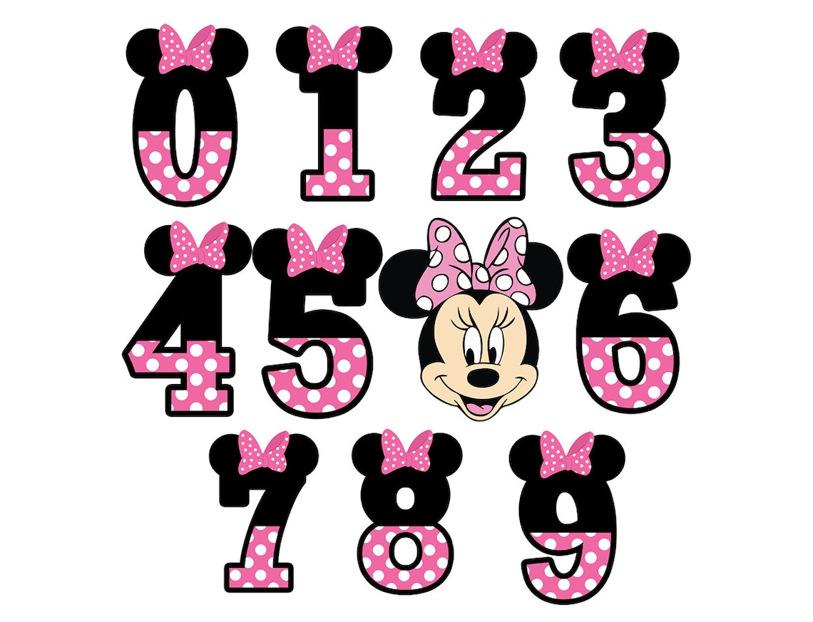 Minnie Mouse Numbers Clipart PNG - Etsy