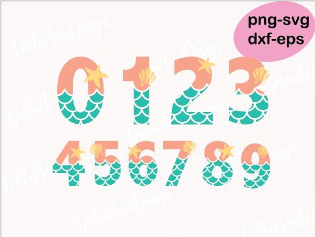 Mermaid Numbers Clipart Png,mermaid Birthday Theme - Etsy