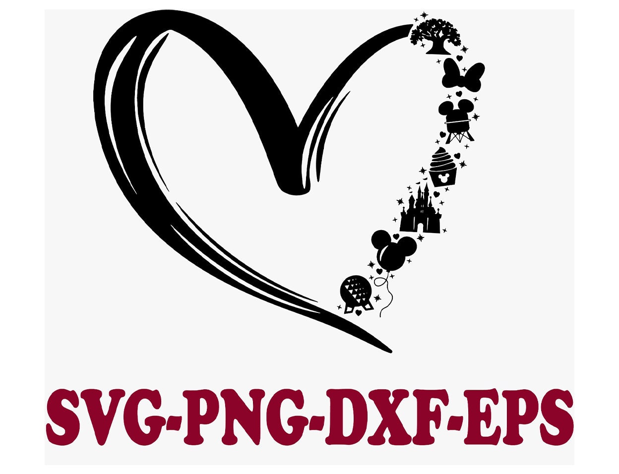 Mickey Mouse Heart SVG File, EPS File, Png File, JPG, Instant Download ...
