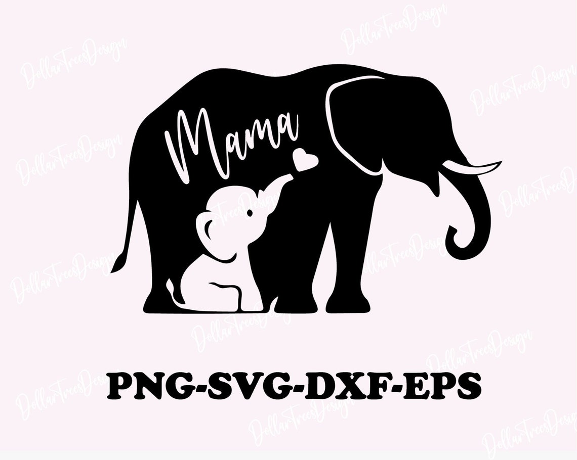 Mama Elephant Svg,baby Elephant Svg, Cute Elephant, Baby Shower Cut ...