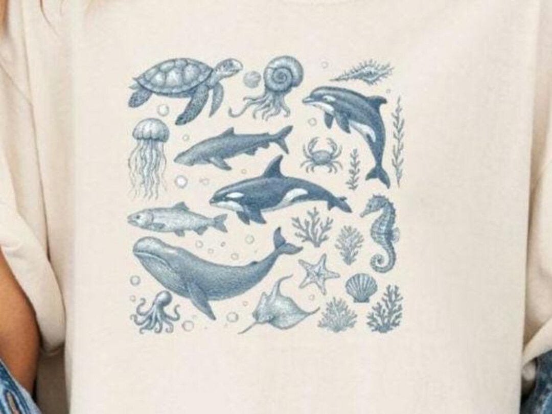 Sea Creatures Retro 90s PNG, Ocean Lover Gift, Vintage 90s Sea Animal ...