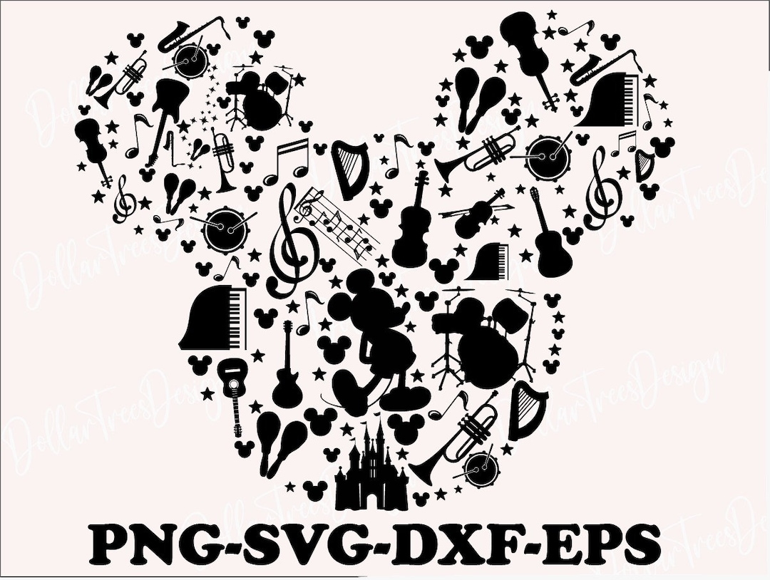 Mickey Music Band, Svg Mickey Mouse Silhouette Png, Cartoon Character ...
