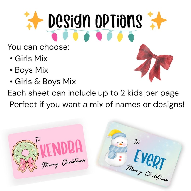 Personalized Kids Christmas Stickers · Custom Name Labels for Holiday ...