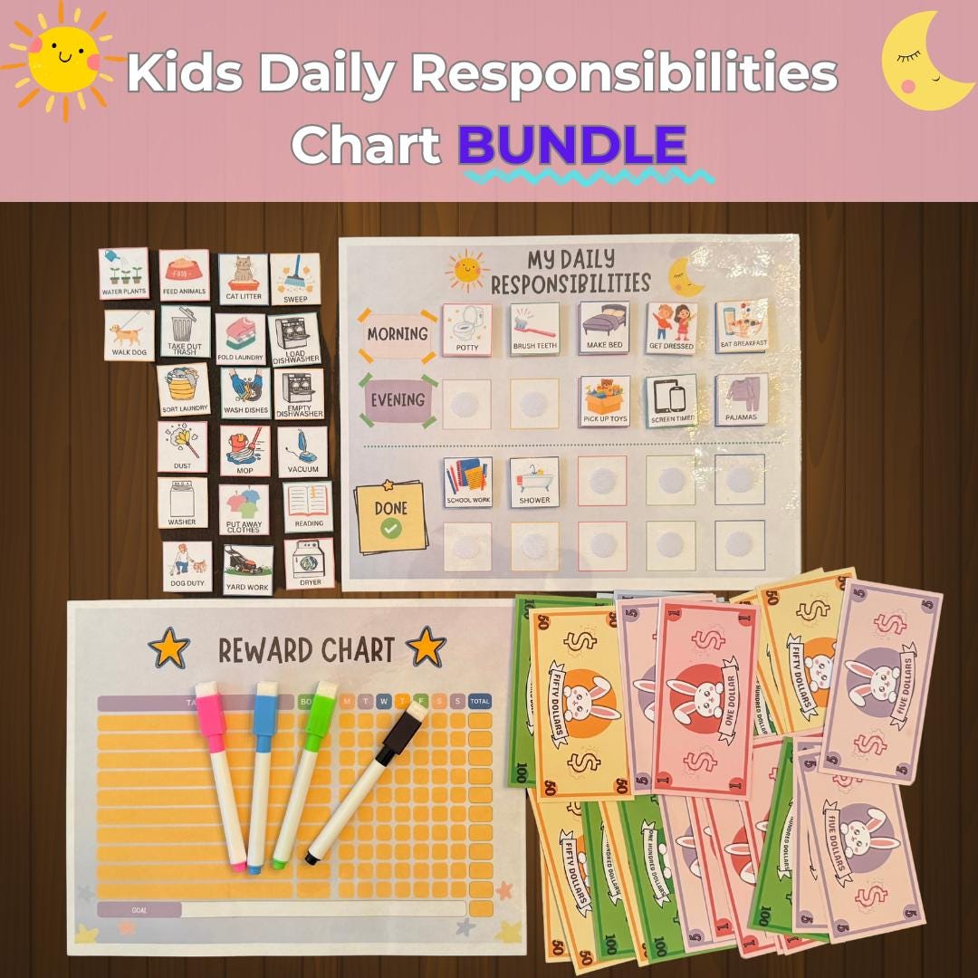 Kids Responsibility N Reward Chart Bundle | Morning & Evening Routine ...