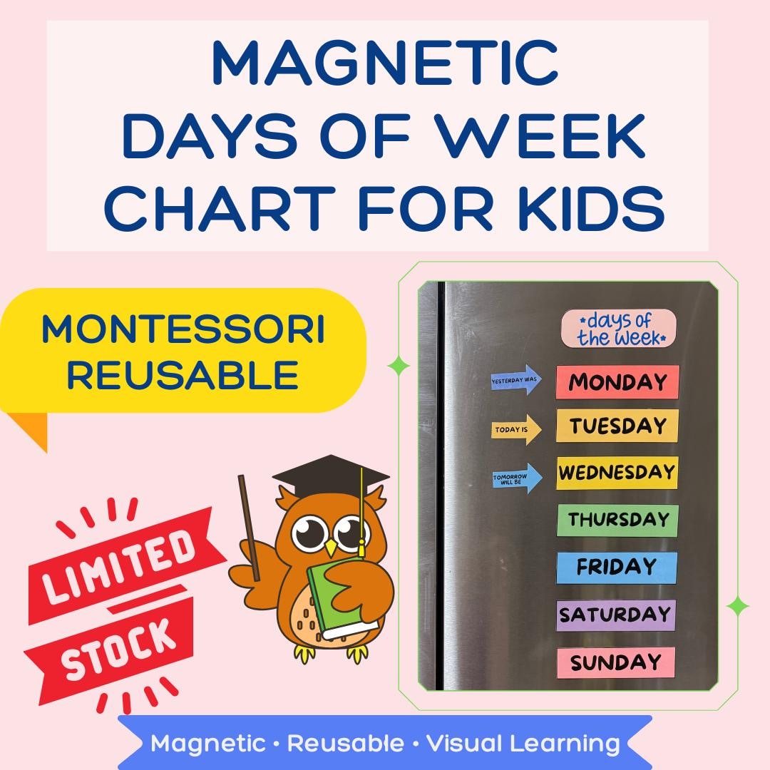 Magnetic Days of the Week Chart for Kids – Montessori Daily Routine ...