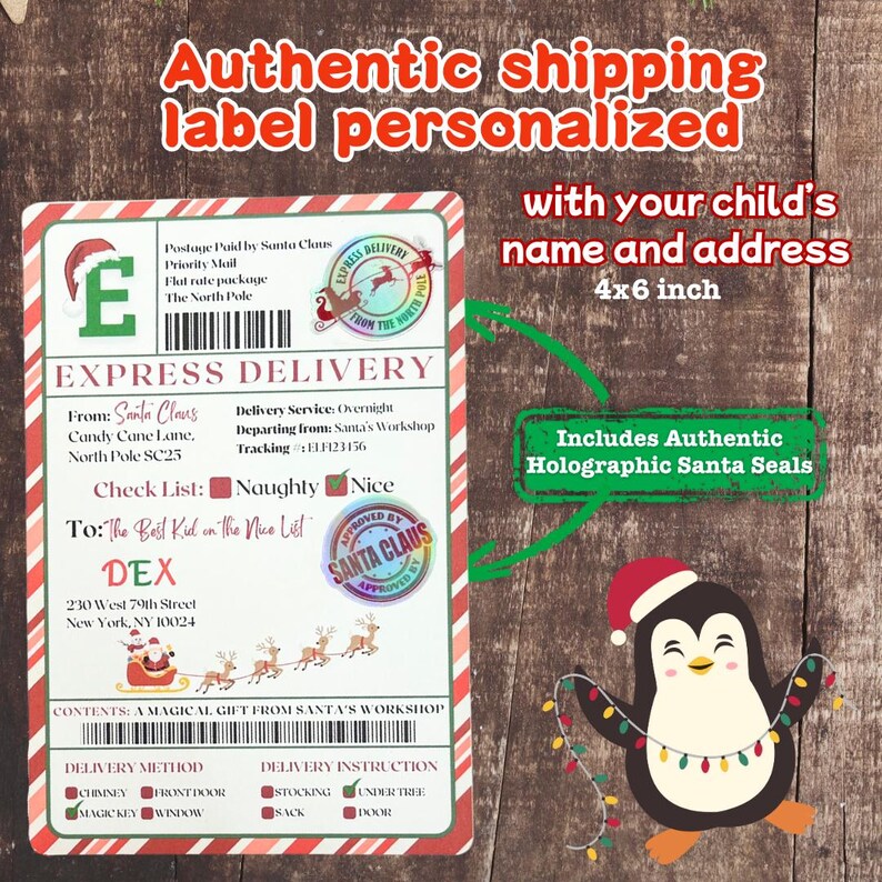 Santa Express Delivery Label Personalized North Pole Mail Tag With ...