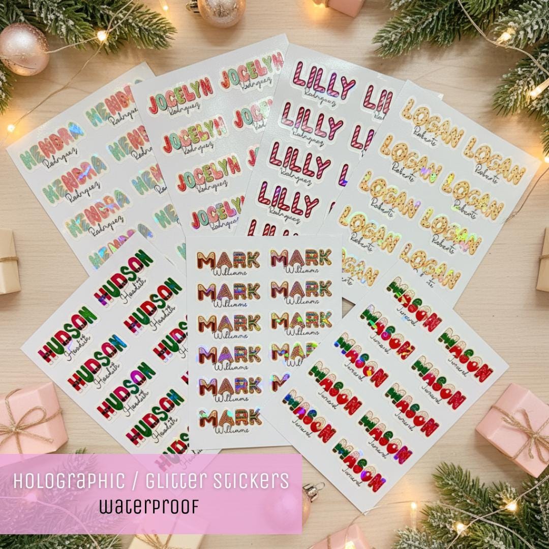 Personalized Christmas Stickers · Waterproof Name Labels · Custom ...