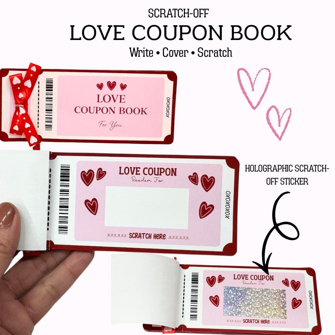 Scratch off Love Coupon Book | Romantic Coupon Book for Couples | Blank ...