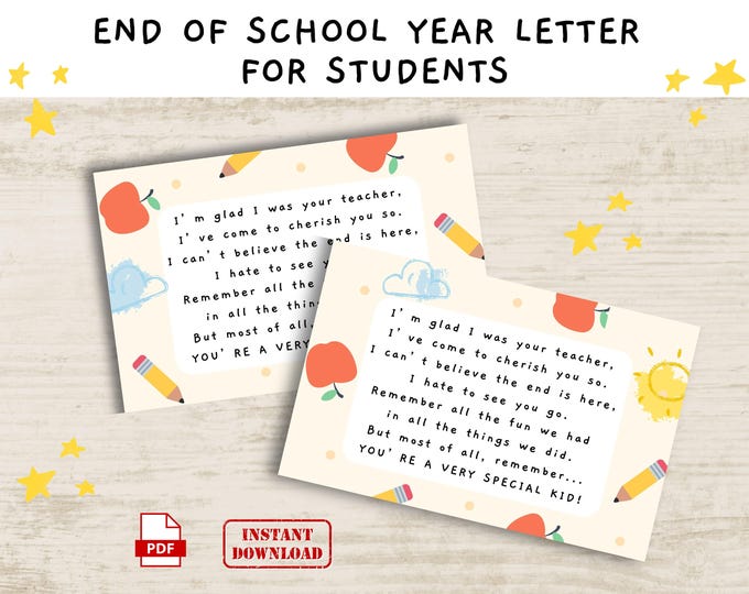 End of the Year Student Goodbye Letter Poem | Printable Teacher Handout ...