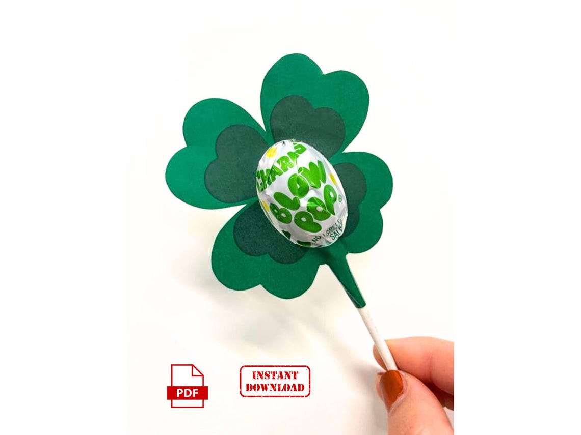 St. Patrick's Day Clover Lollipop Holder, Printable Candy Gram (PDF) - Etsy