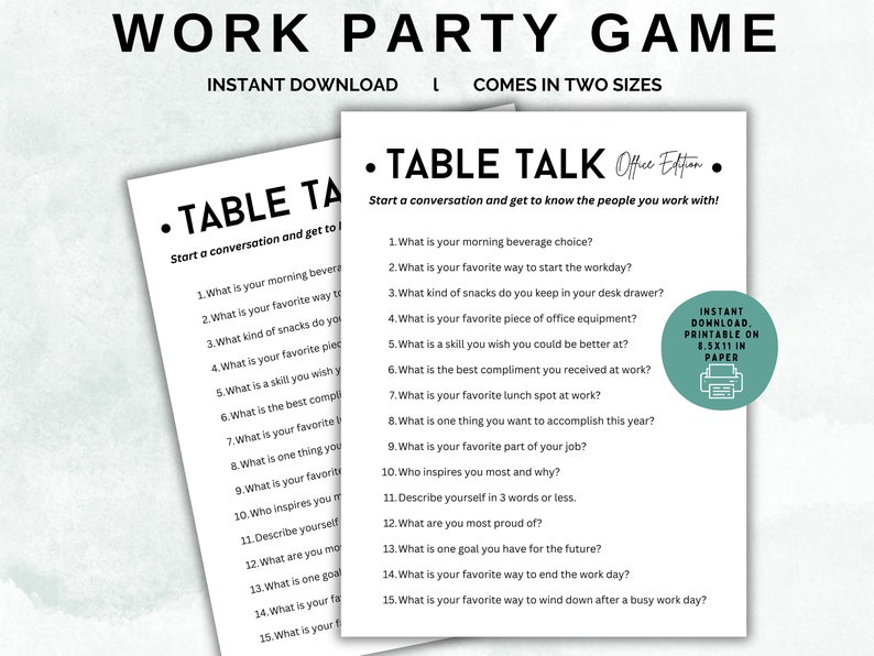 Office Party Games, Icebreaker Work Games, Get to Know Me Game, Trivia ...
