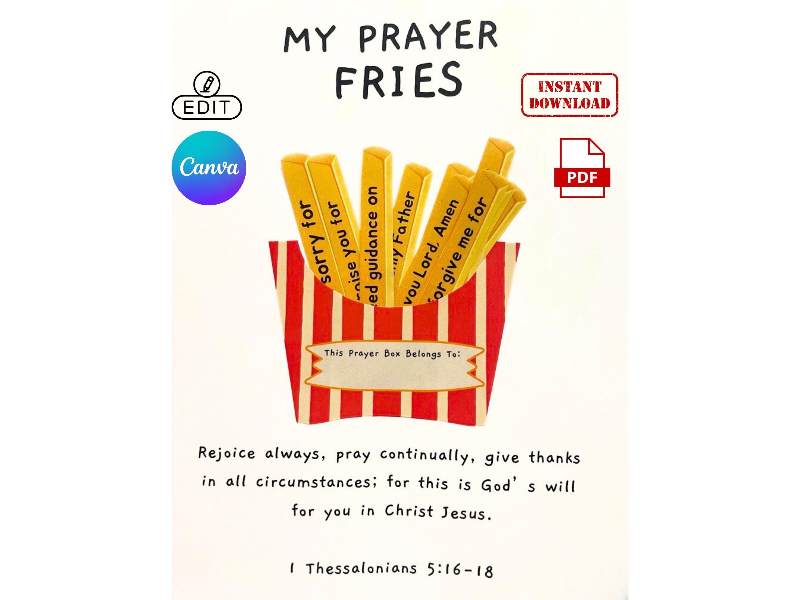 Editable Prayer Fries Bible Activity, Kids Prayer Activity, Sunday ...