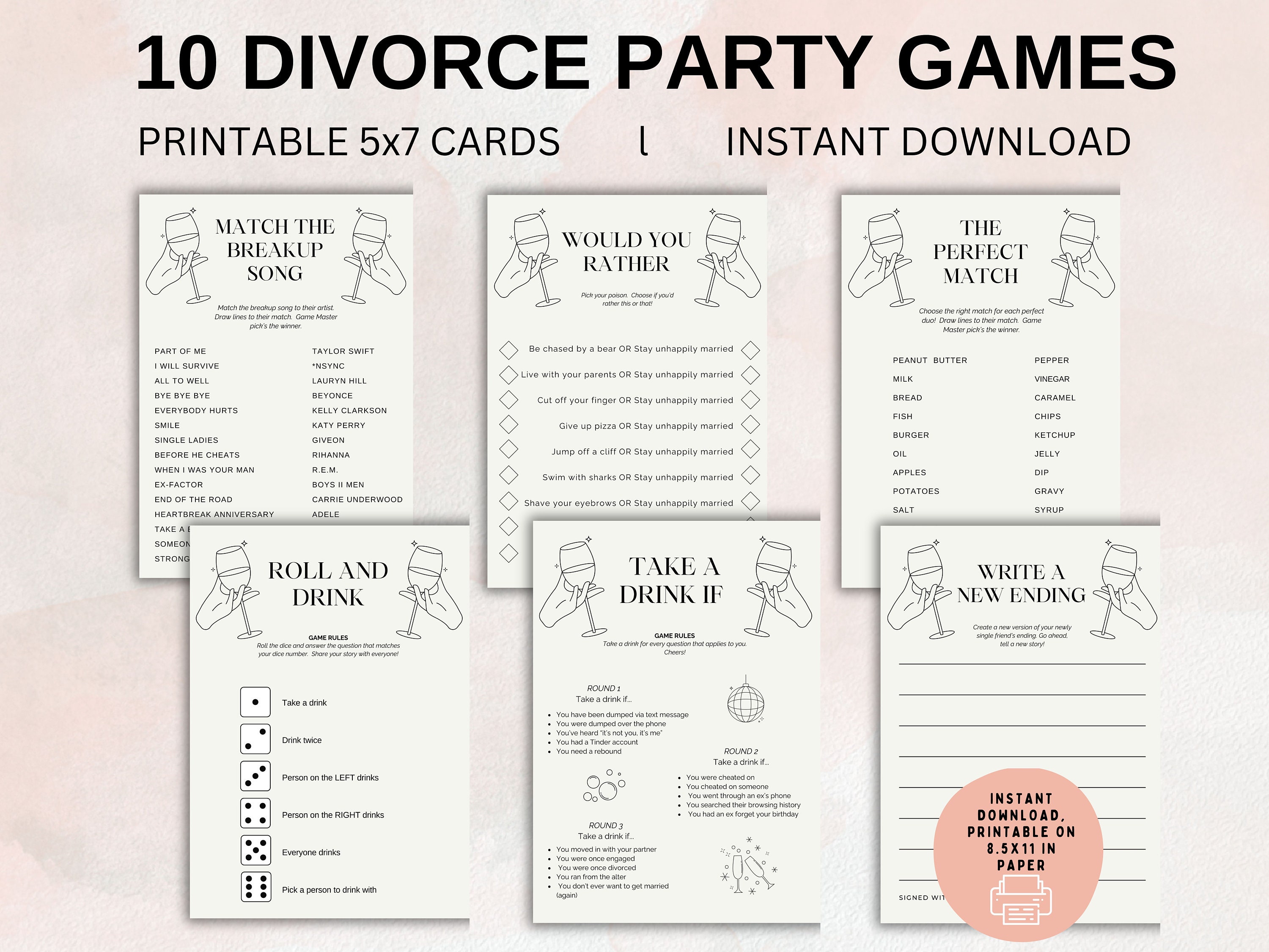 Divorce Party Games Bundle Printable, Breakup Party Games, Divorce ...