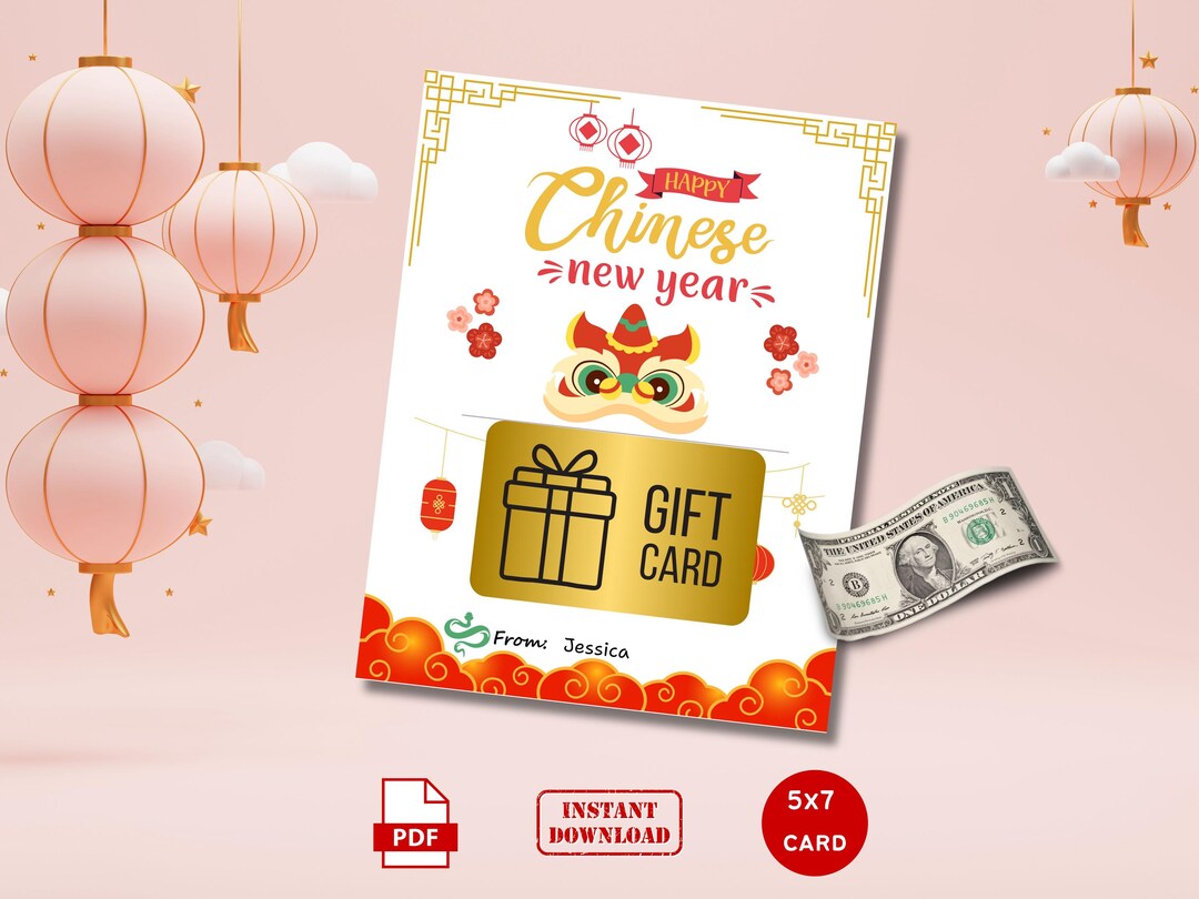 Lunar New Year Printable, Chinese New Year Gift Card Holder, New Year ...