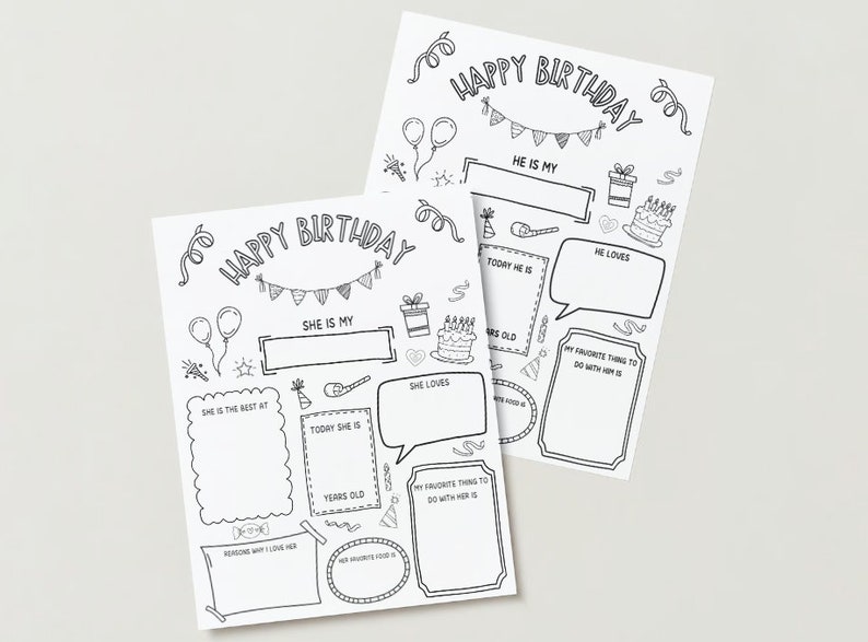 All About Me Happy Birthday Printable, Get to Know Me Coloring Page ...