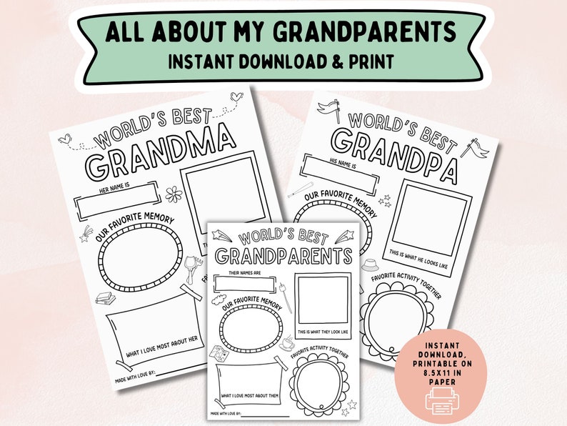All About My Grandma & Grandpa Printable, Grandparents Day Activity ...