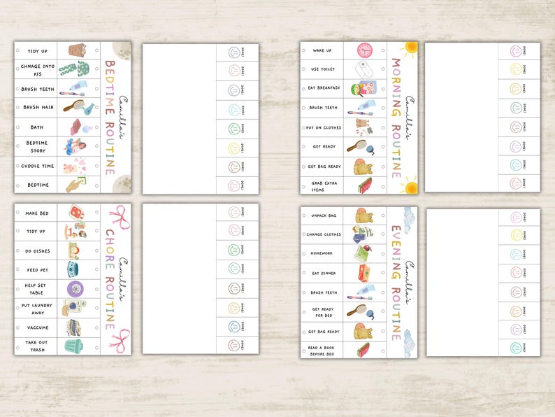 Kids Routine Flip Chart Printable, Toddler Morning Evening Bedtime ...