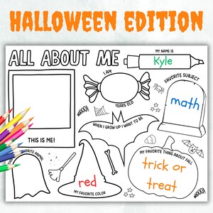 Halloween All About Me Worksheet, Printable Coloring Page (PDF Print ...
