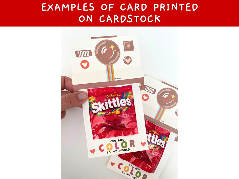 Skittles Polaroid Valentine, Kid's Valentine, Teacher Valentine Tag ...