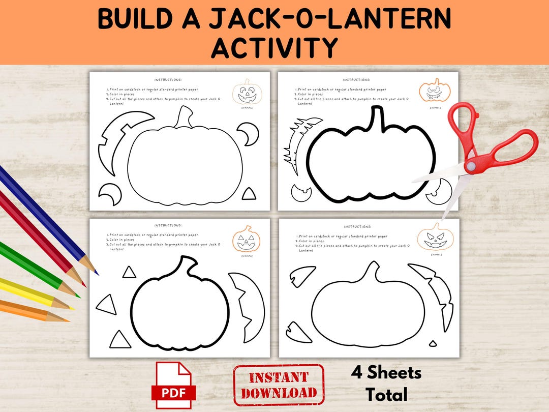 Build a Jack-o-lantern Printable, Pumpkin Printable Craft, Fall ...