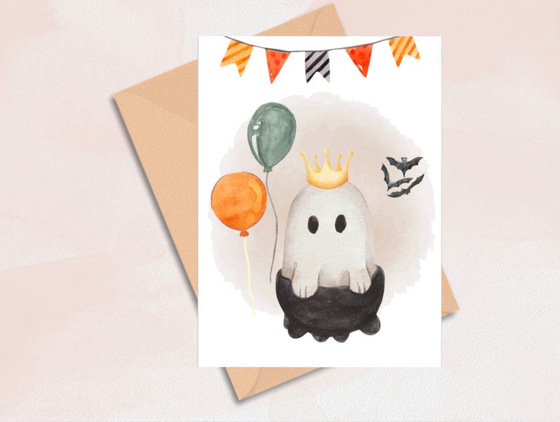 Birthday Ghost Printable Greeting Card, Digital Halloween Card ...