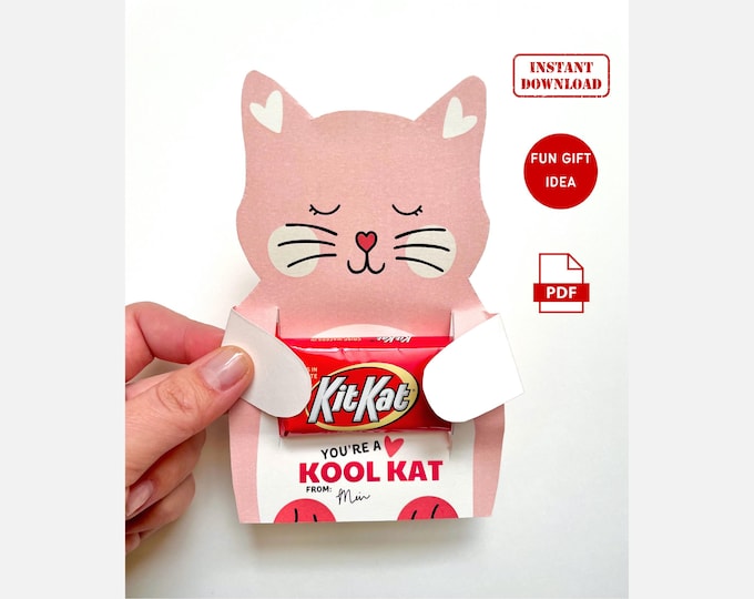 PRINTABLE Valentine Tag Kitkat Instant Download Valentines Day Friend ...