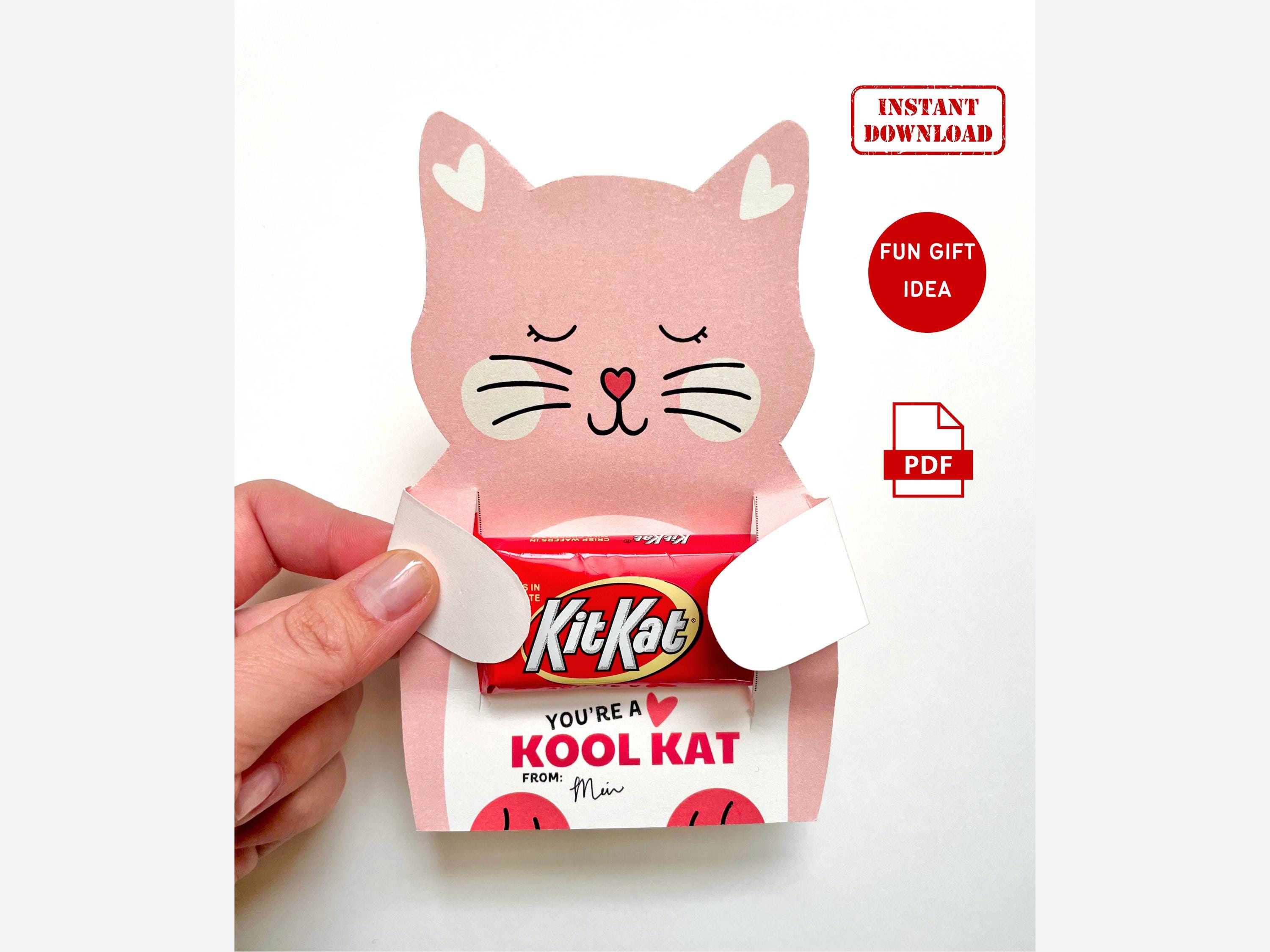 Kool Kat Candy Valentine Card, Printable Chocolate Label (PDF Pattern ...