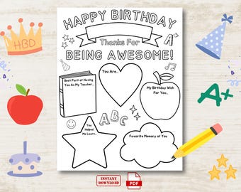 Happy Birthday Teacher, Teacher Appreciation Printable, Teacher ...