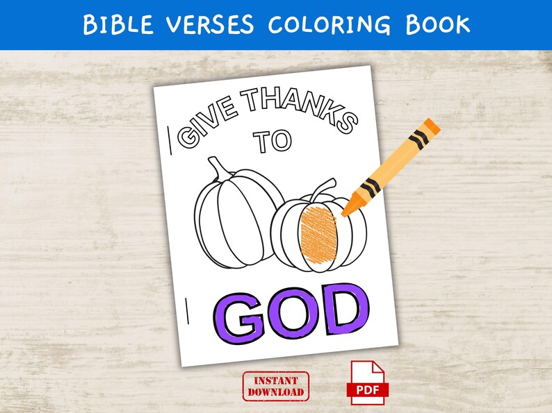 Thanksgiving Bible Verse Coloring Pages, Kids Sunday School Activity ...