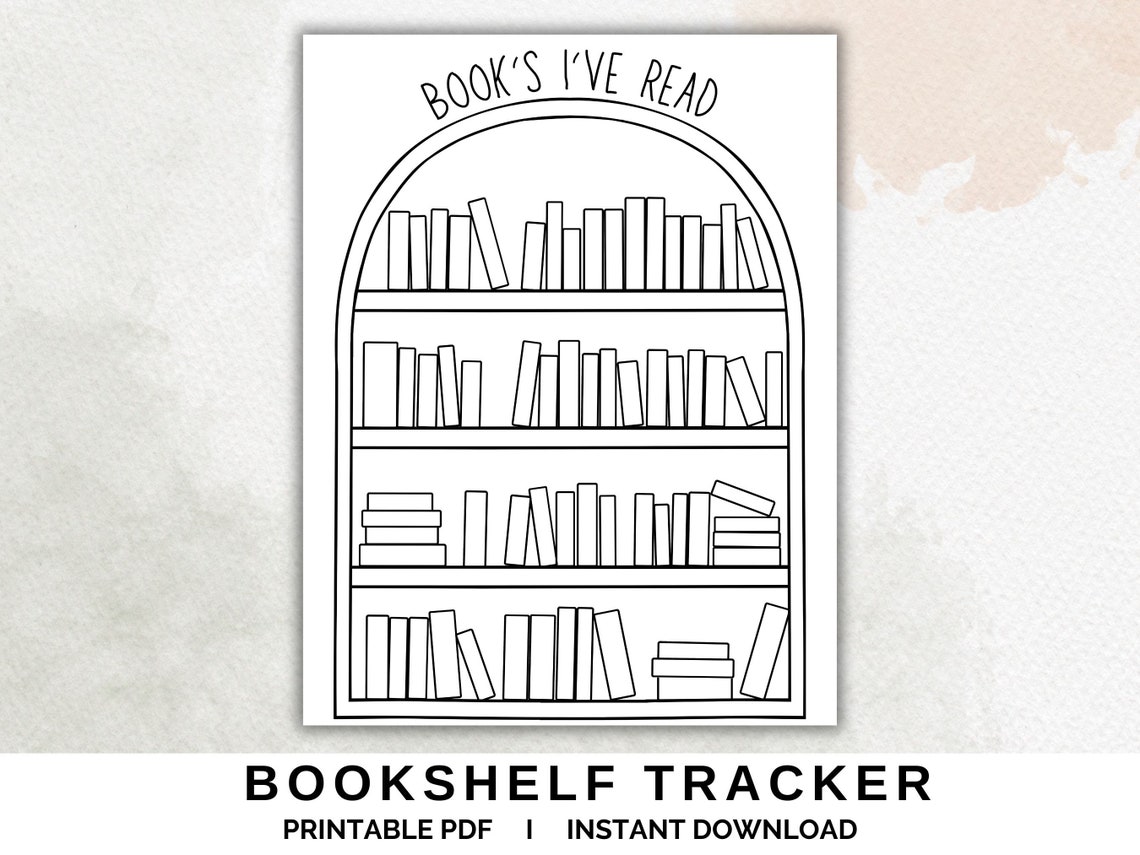 Bookshelf Goal Tracker Printable, Book Tracker Template, Bookshelf ...