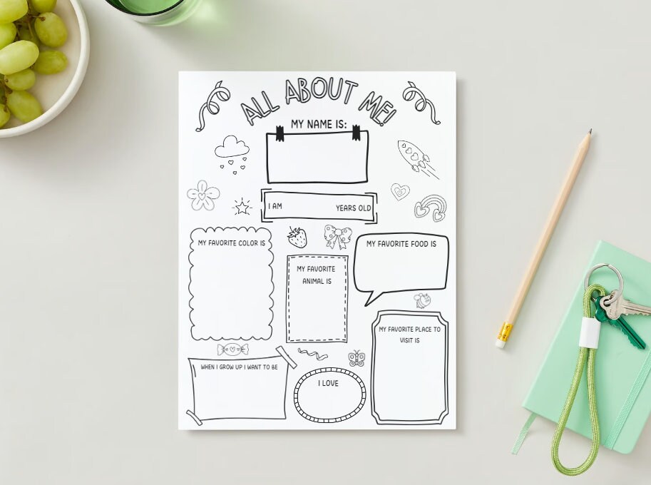 All About Me Printable, Back to School Worksheet Kids, Get to Know Me ...