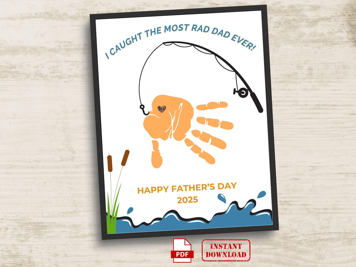 Father's Day Fishing Handprint Art: DIY Dad Gift (PDF) - Etsy