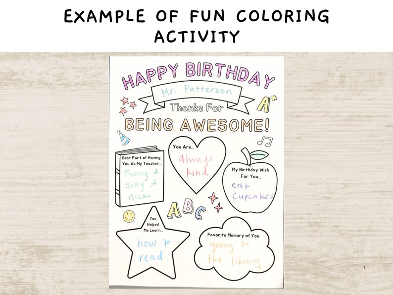 Teacher Birthday Coloring Card: Printable Keepsake Gift (PDF) - Etsy