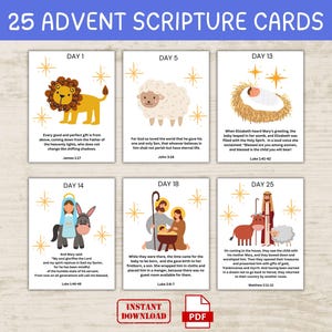 Christian Advent Scripture Cards, Advent Calendar, Nativity Advent ...