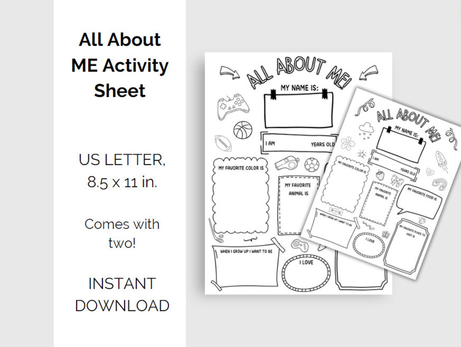 All About Me Printable, Back to School Worksheet Kids, Get to Know Me ...