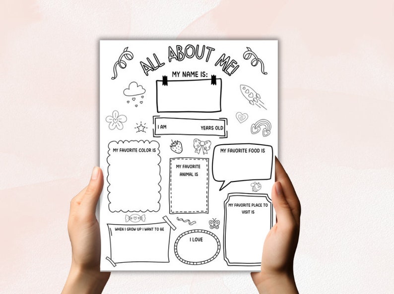 All About Me Printable, Back to School Worksheet Kids, Get to Know Me ...