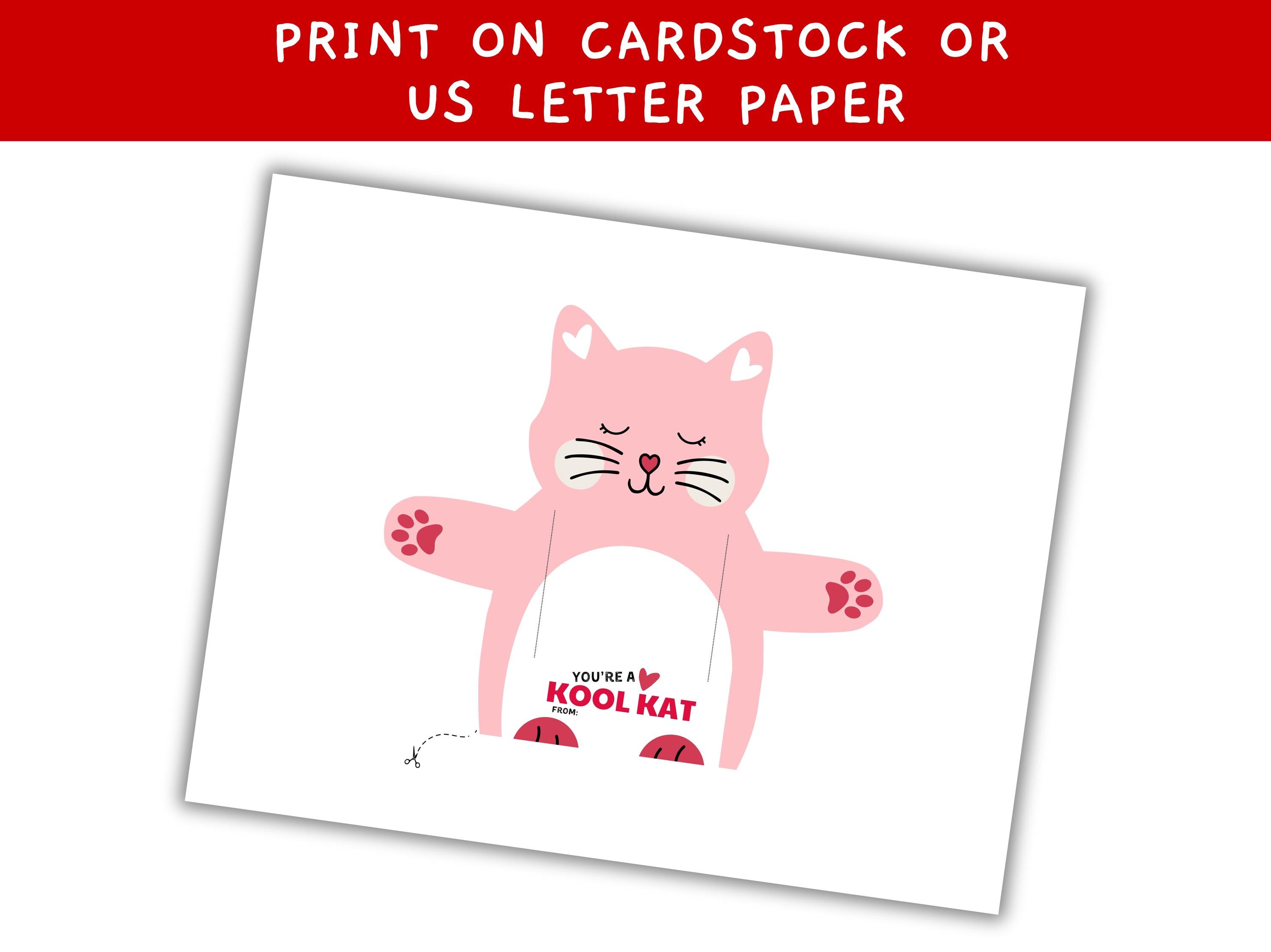 Kool Kat Candy Valentine Card, Printable Chocolate Label (PDF Pattern ...