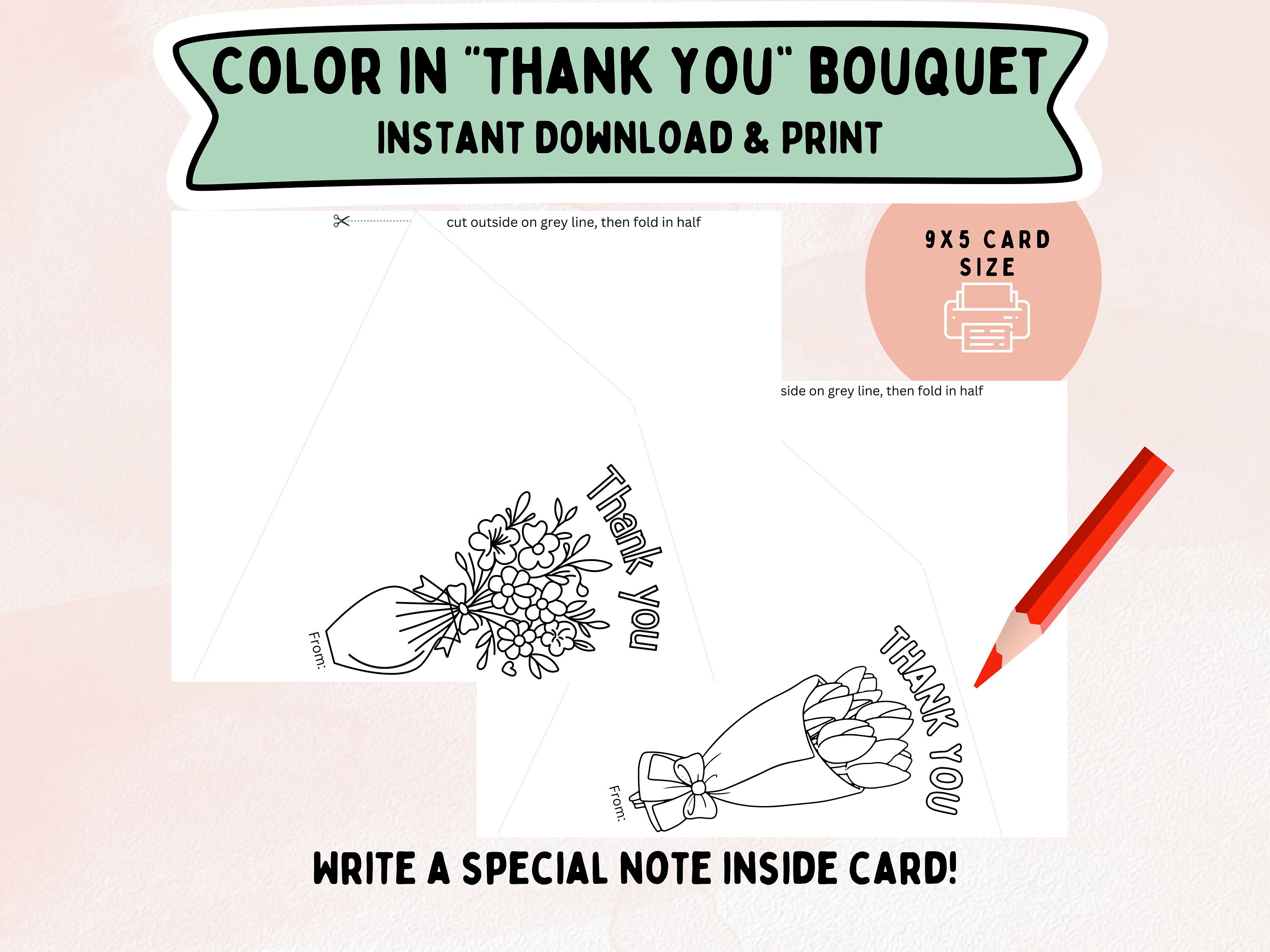 Color in Thank You Activity Printable Card, Teacher Appreciation ...
