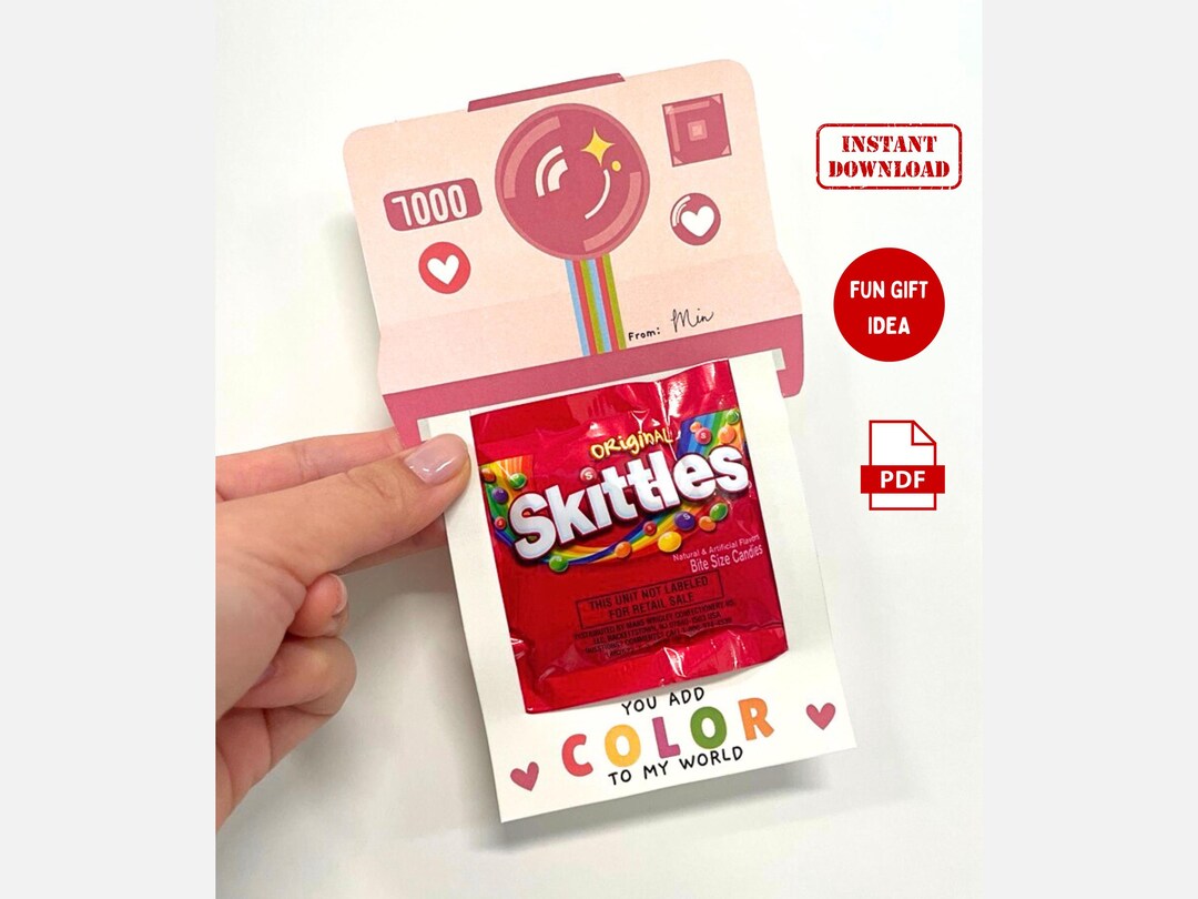 Skittles Polaroid Valentine Card, Classroom Candy Gram (digital PDF) - Etsy