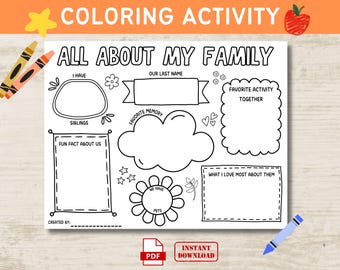 My Family, Coloring Activity, Homeschool Printable, Coloring Page for ...