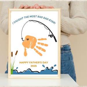 Father's Day Fishing Handprint Craft, Gift for Dad, Father's Day DIY ...