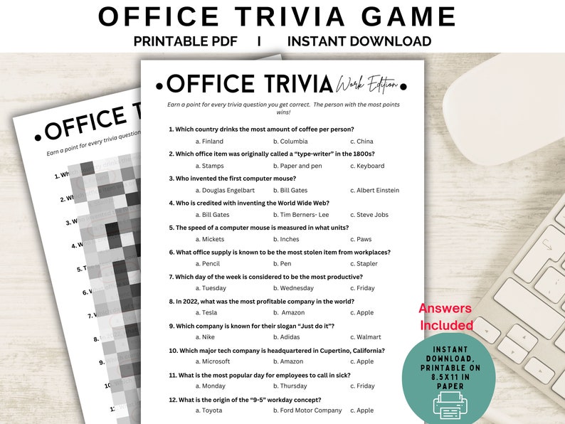 Work Party Games, Office Trivia Game, Getting to Know You, Office Party Games, Printable Team ...