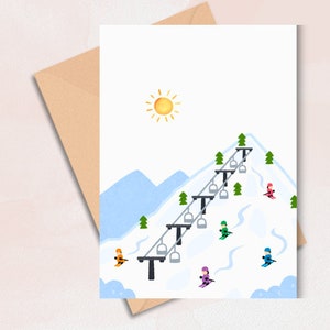 Ski Digital Printable Greeting Card, Skiing Downloadable Card, Instant ...