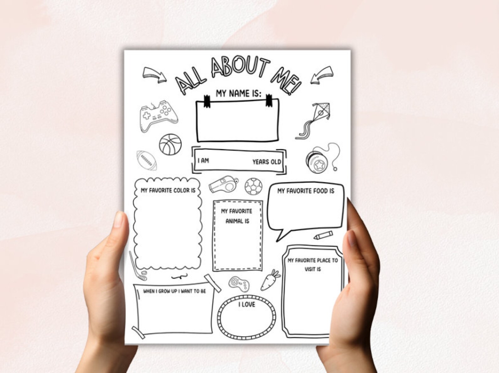 All About Me Printable, Back to School Worksheet Kids, Get to Know Me ...