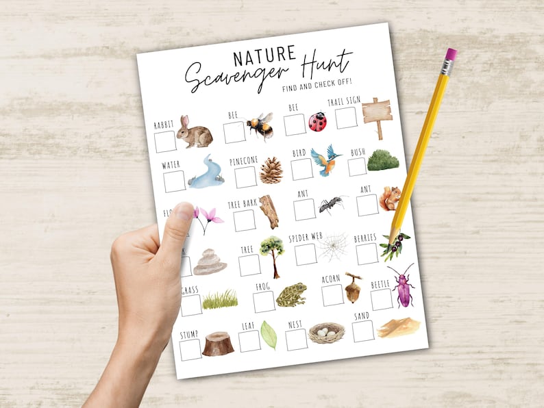 Nature Scavenger Hunt Printable, Outdoor Nature Walk Learning Activity ...