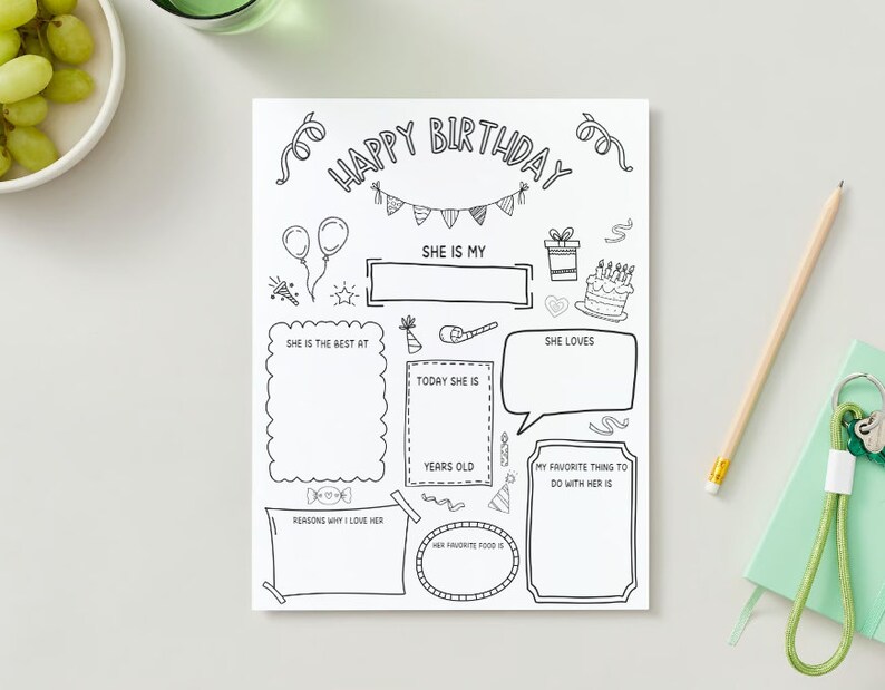 All About Me Happy Birthday Printable, Get to Know Me Coloring Page ...