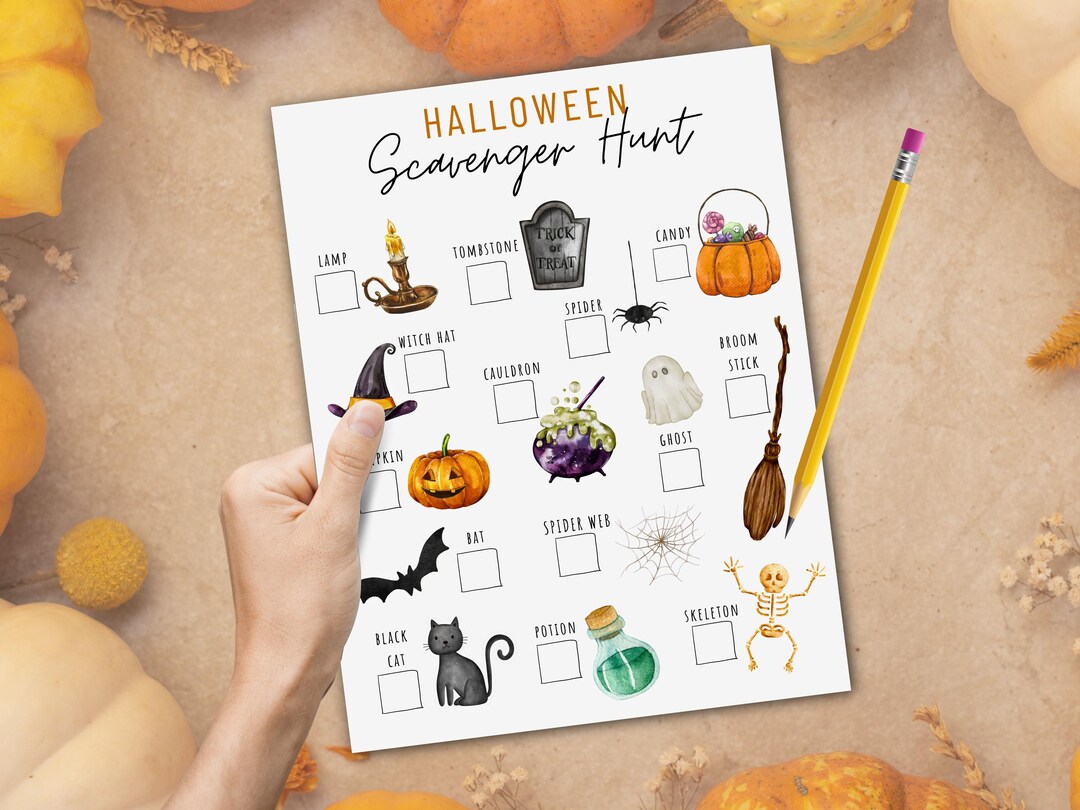 Halloween Scavenger Hunt Activity, Halloween Activity for Kids, Autumn ...