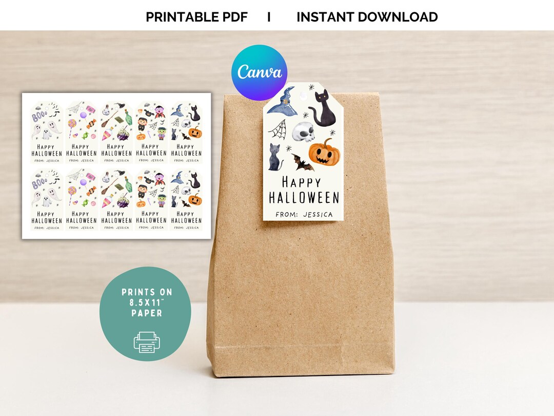 Editable Halloween Treat Tags, Classroom Favor Label (digital PDF) - Etsy